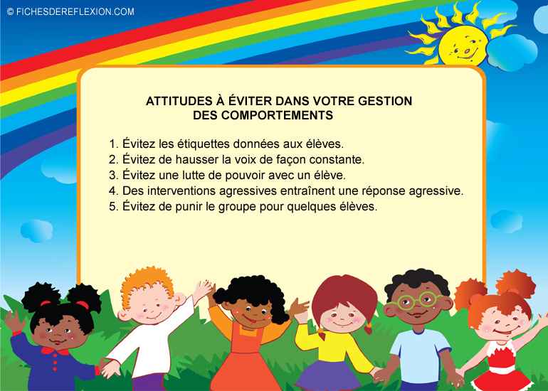 Fiches de réflexion pour l'élève